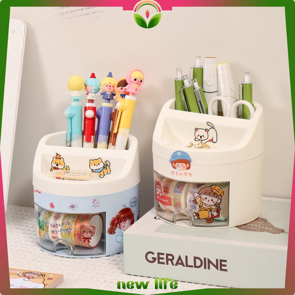 Jual Kotak Penyimpanan Alat Tulis dengan Laci Aesthetic Lucu / Pen ...