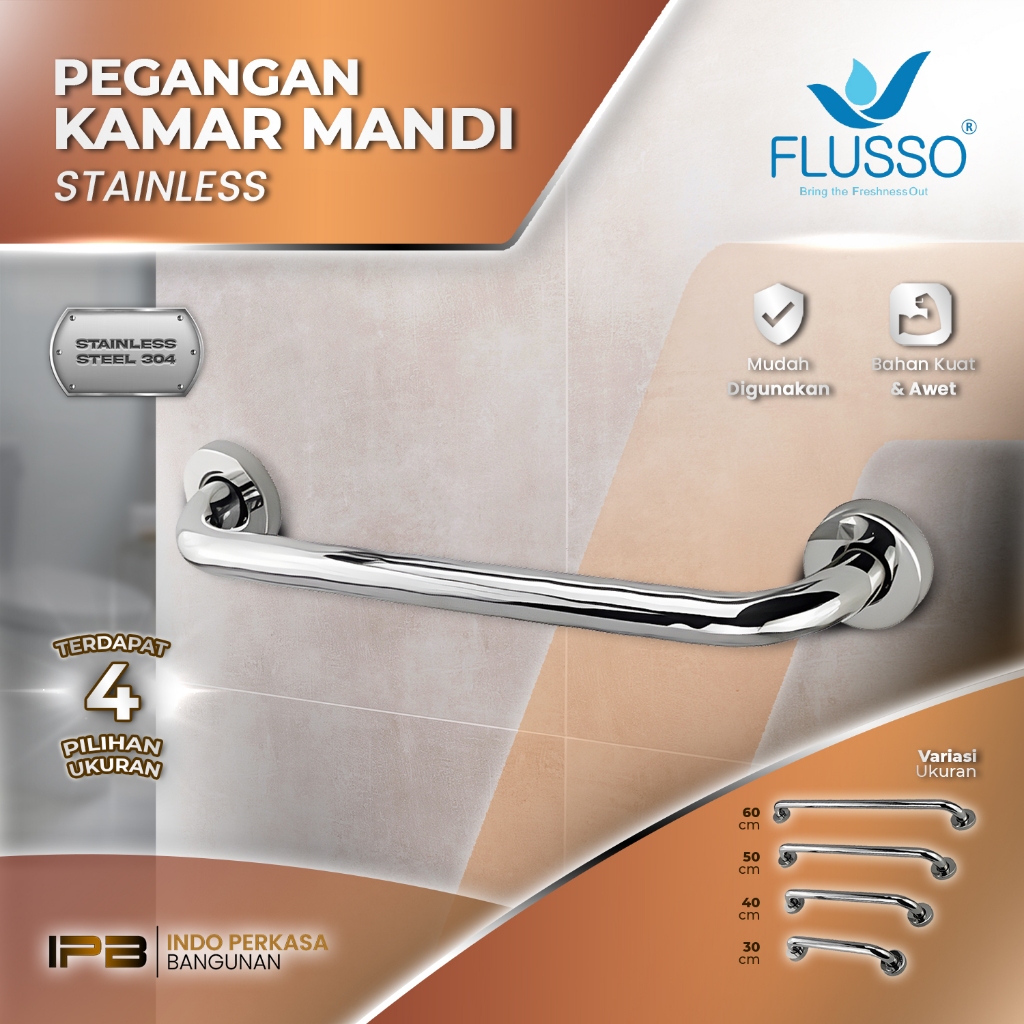 Jual FLUSSO Pegangan Kamar Mandi Handle Bathub Stainless SUS 304 30 40 ...