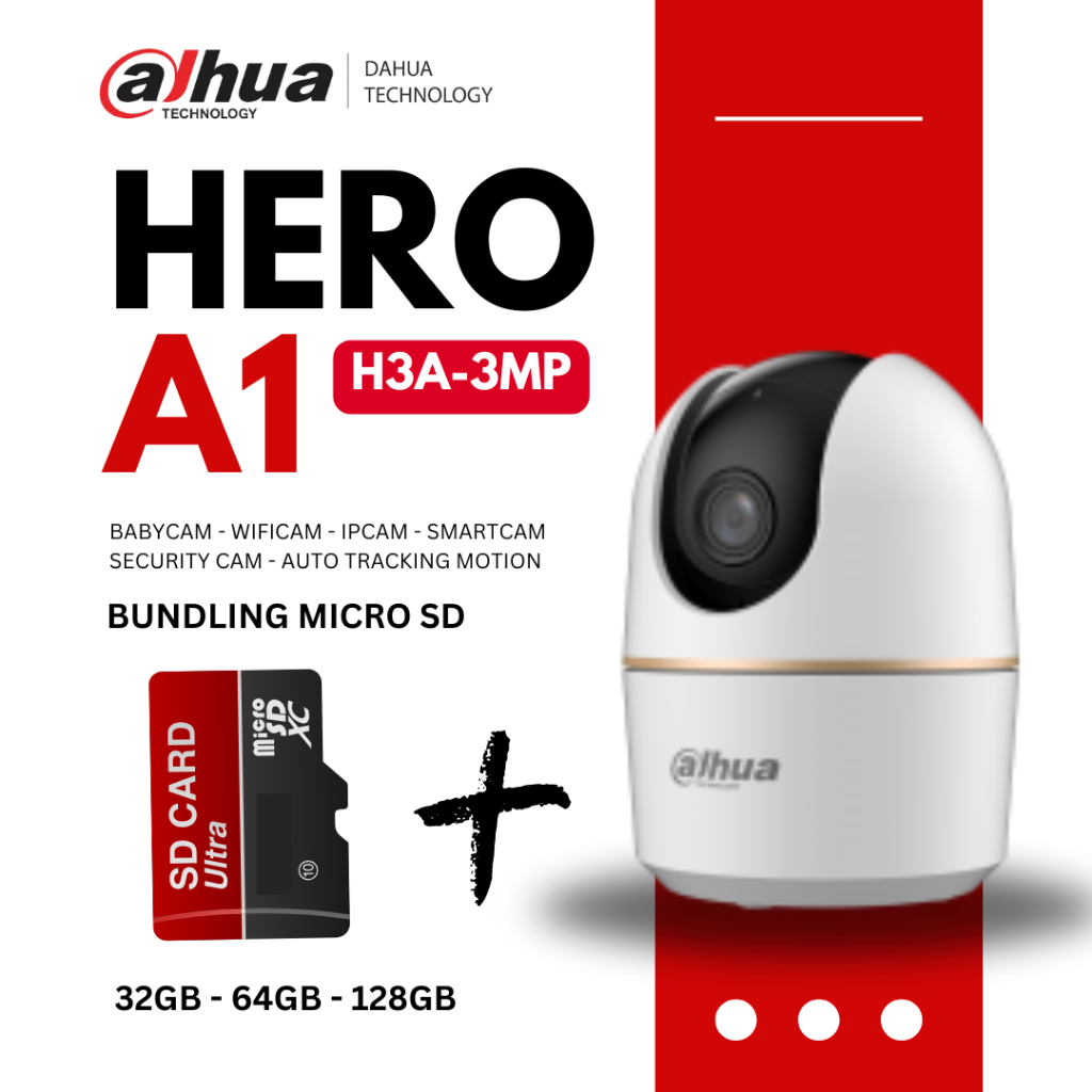 Jual DAHUA HERO A1 3MP H3A BUNDLING MEMORI 32GB/64GB/128GB WIFI CAM ...