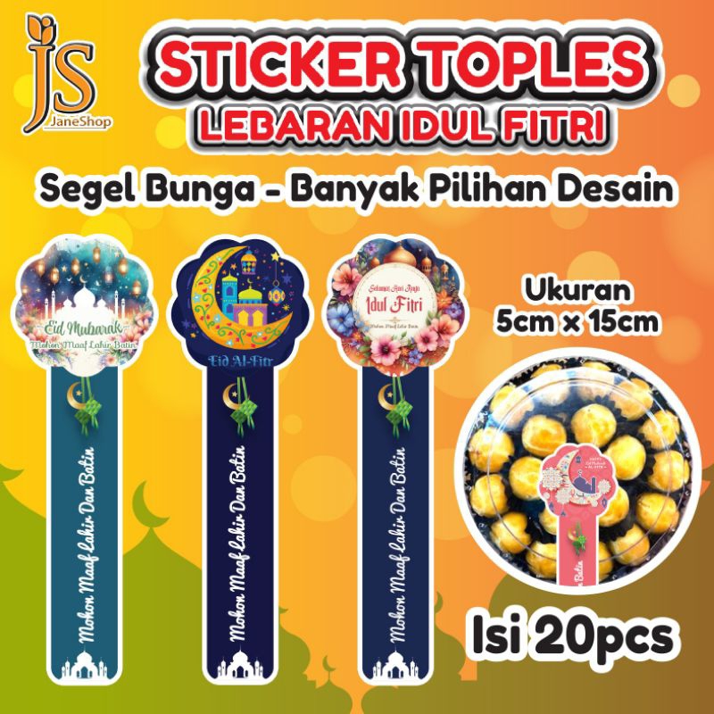Jual Isi 20 pcs Stiker Toples Idul Fitri / Sticker Bentuk Bunga Lebaran ...