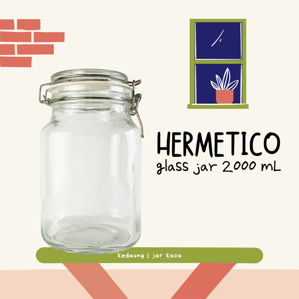 Jual HERMETICO JAR 2000 mL / 2 Liter | Toples Kaca Tutup Kait | Jar ...