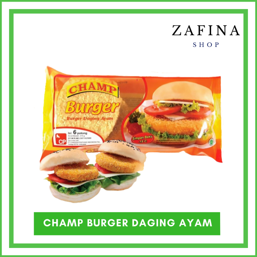 Jual Champ Burger Daging Ayam 315Gram Isi 6 pcs | Shopee Indonesia