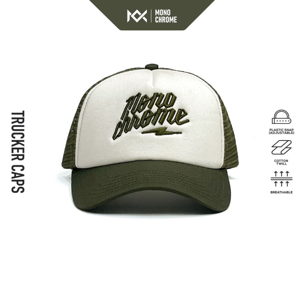 Jual Monochrome Topi Pria Trucker Jaring Cotton Twill Hat Outdoor ...