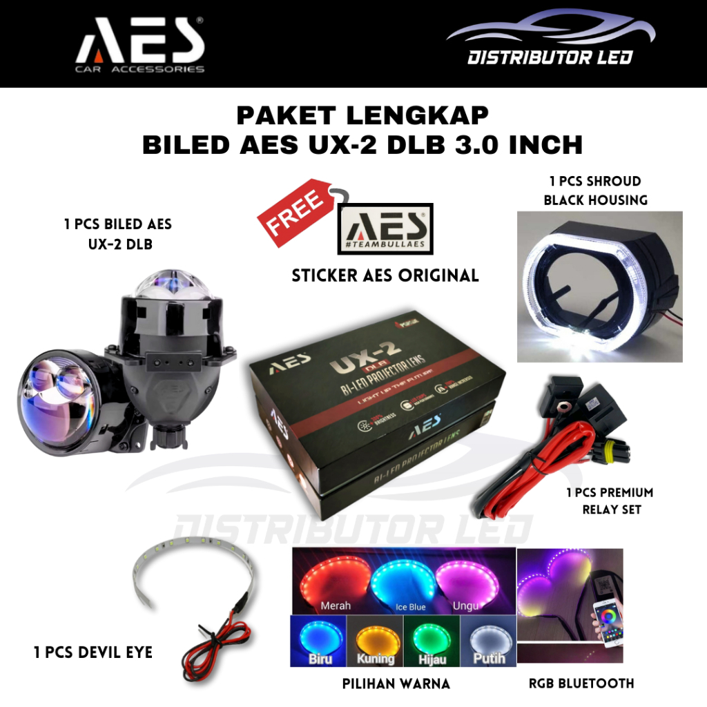 Jual Paket Lengkap Biled AES UX-2 DLB 3 inch 75 Watt Tinggal Pasang ...