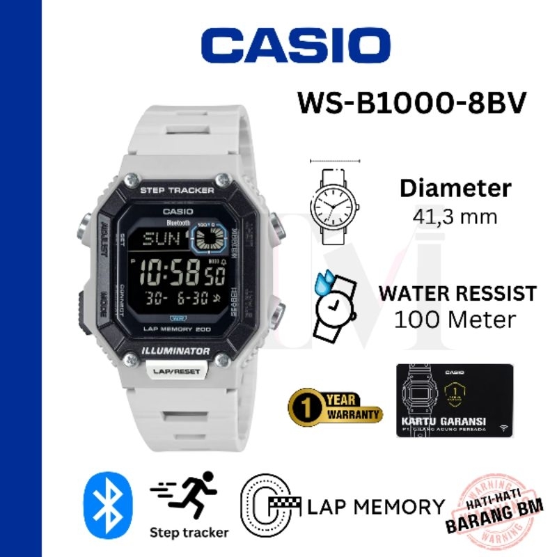 Jual CASIO WS-B1000-8BVDF Jam Tangan Original Digital Rubber Antiair Bluetooth WS-B1000-8BV WS ...