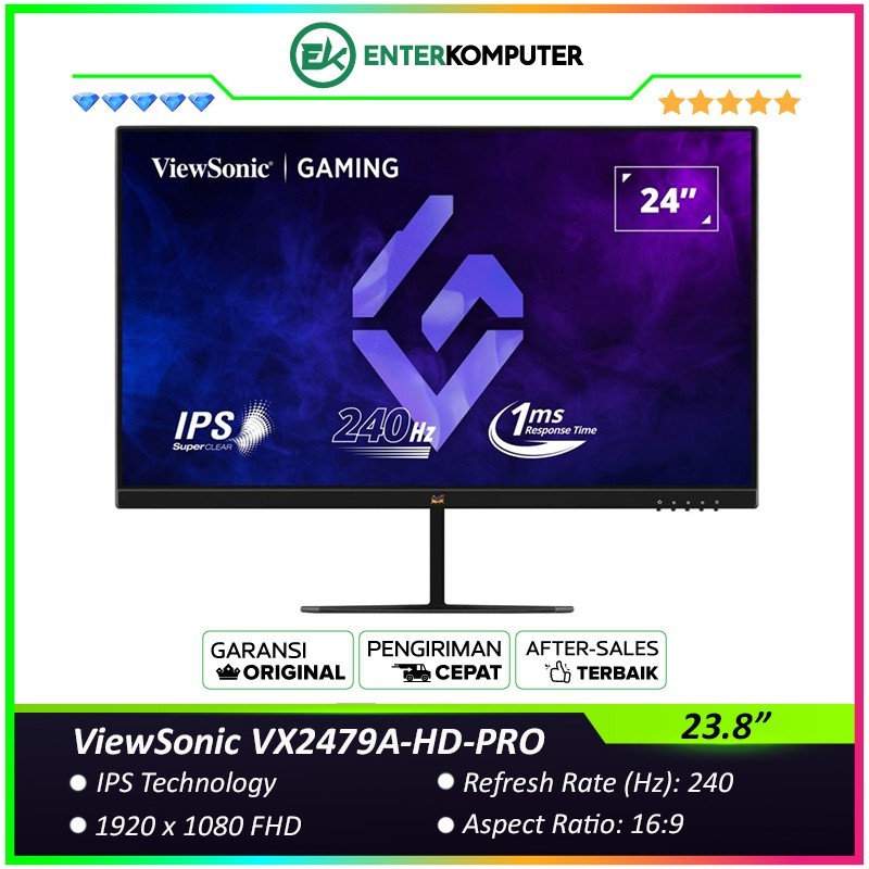 Jual ViewSonic VX2479A-HD-PRO 23.8" FHD IPS 240Hz HDR10 Gaming Monitor ...