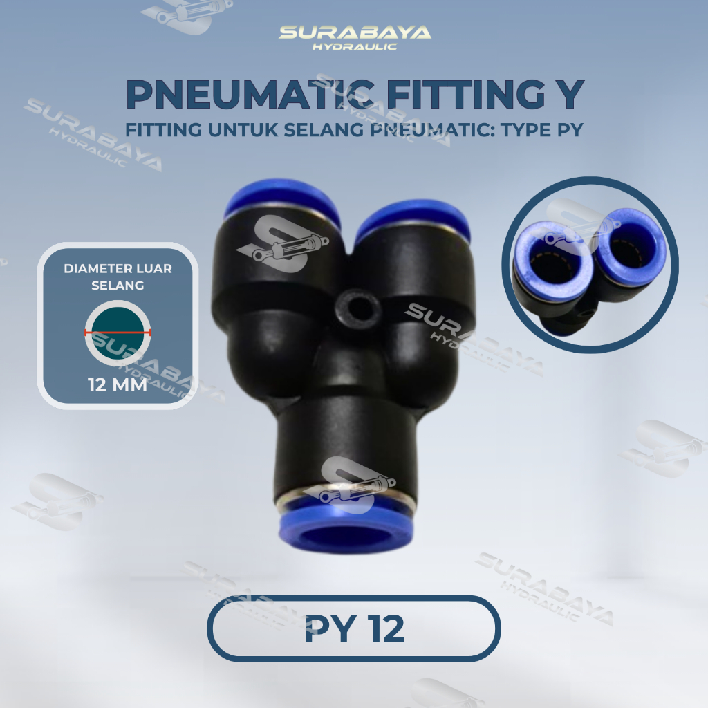 Jual Pneumatic Fitting Y PY-12 (12 mm) | Konektor / Sambungan Selang ...