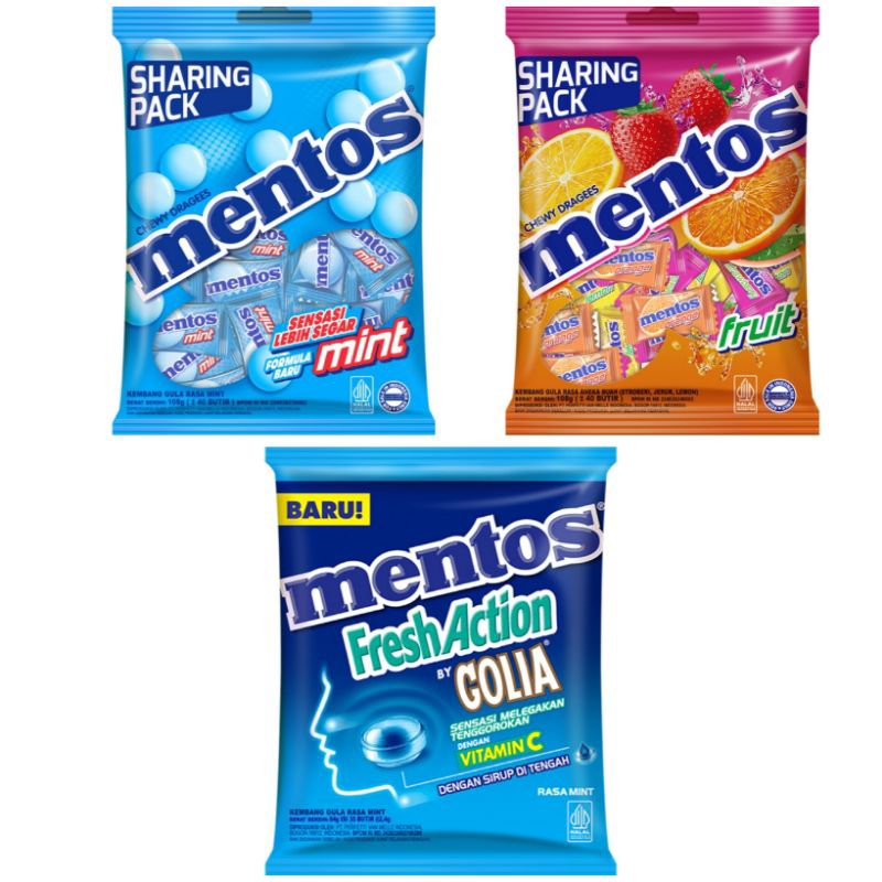 Jual Mentos Aneka Permen Mint Fruit papermint golia bag | Shopee Indonesia