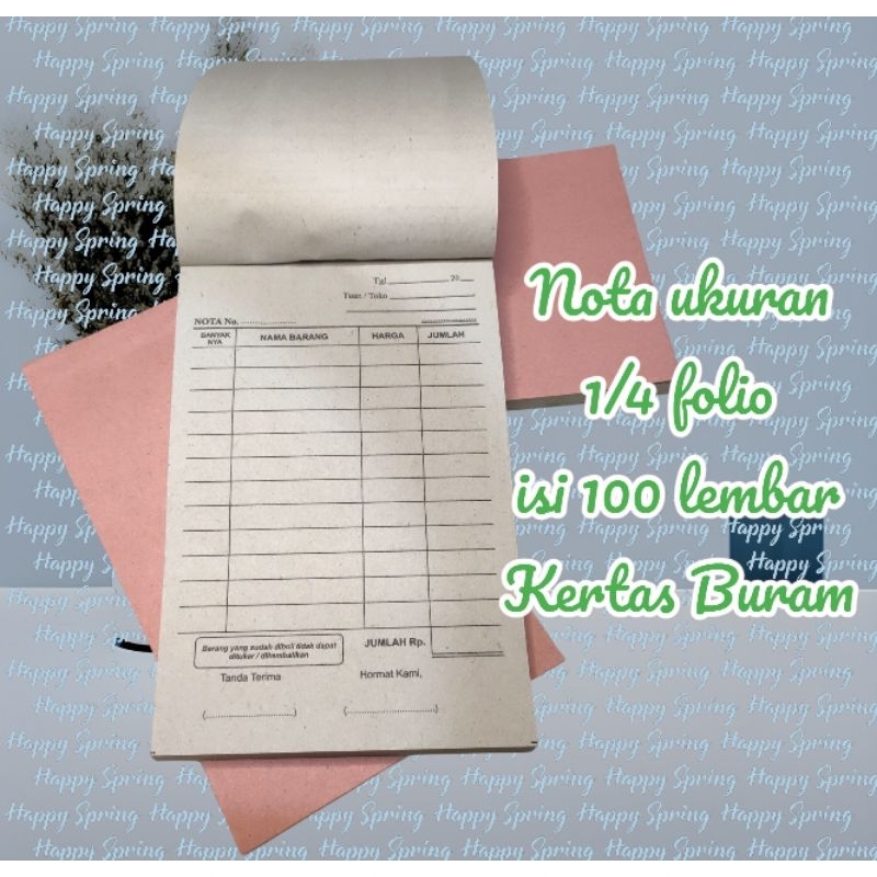 Jual NOTA BURAM UK 1/4 FOLIO ISI 100 LEMBAR (10 x16 Cm) | Shopee Indonesia