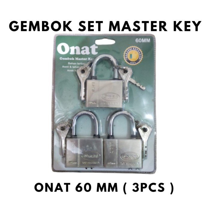 Jual Gembok Master Key ONAT 60mm / Gembok Pagar Ruko Rumah Isi 3 Pcs ...