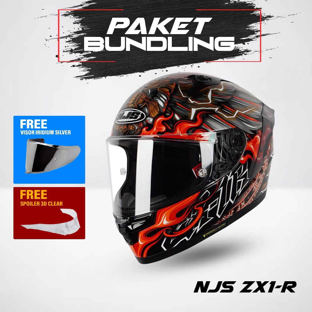 Jual HELM NJS FULL FACE ZX-1R ZX1R MOTIF VALORFLAT VISOR SNI ORIGINAL ...