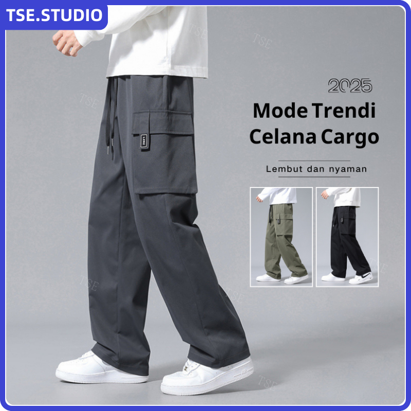 Jual Celana Panjang Pria Casual Cargo Korean Style Celana Joger Pria Hitam | Shopee Indonesia