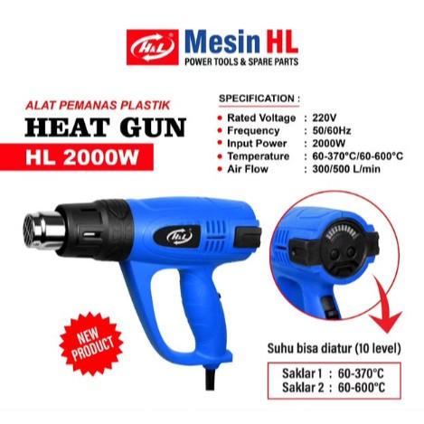 Jual HL 2000 W Mesin Pemanas Heatgun Hot Gun Heat Gun Hotgun H&L HL ...