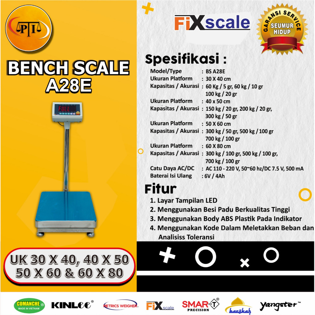 Jual Timbangan duduk bench scale type a28e 40x50 merk fixscale | Shopee Indonesia
