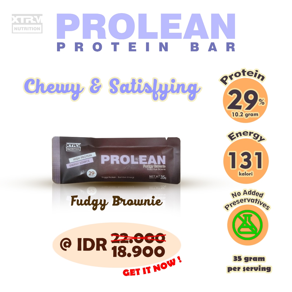 Jual PROLEAN Protein Bar 1pc (35gr/pc)- Fudgy Brownie | Shopee Indonesia