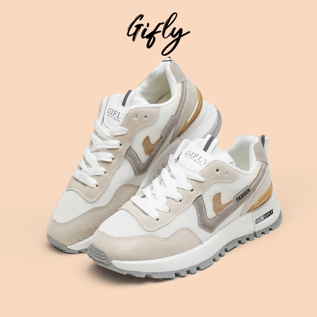 Jual GIFLY Giselle Sepatu Sneakers Wanita Putih Hitam Sport Shoes J228 ...