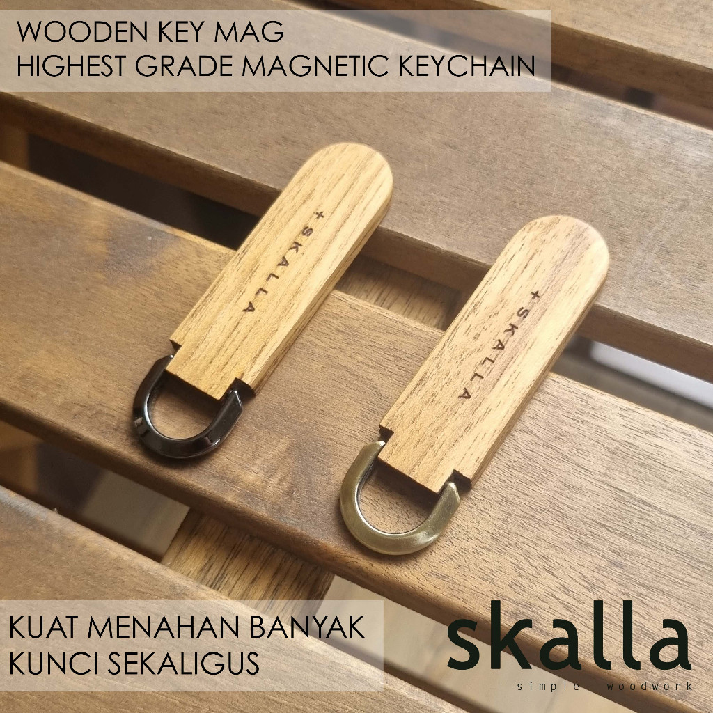 Jual Premium Wooden Key holder mag gantungan kunci magnet magnetic kayu ...