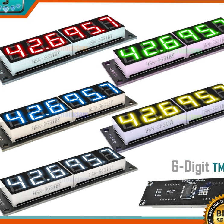 Jual Module Seven Segment 6-Digit 0.56" TM1637 LED 7-Segment Display ...