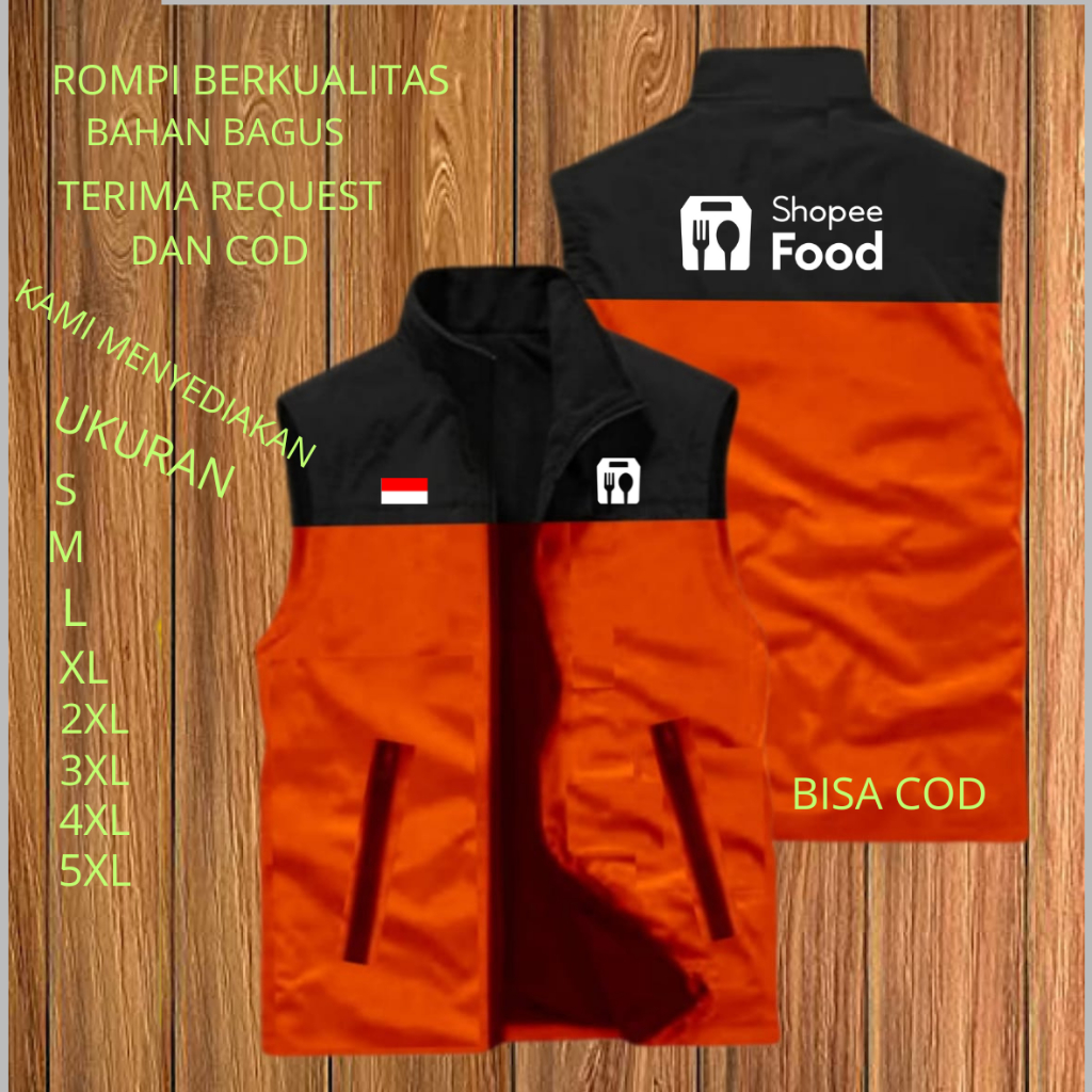 Jual Best Seller !! Rompi Pria Pengendara Motor ShopeeFood Terbaru 2025 ...