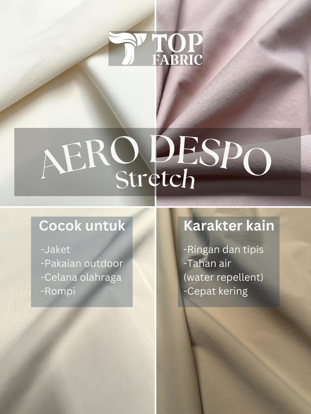 Jual Kain Aero Despo Stretch Parasut Micro Bahan Jaket Waterproof TOP ...