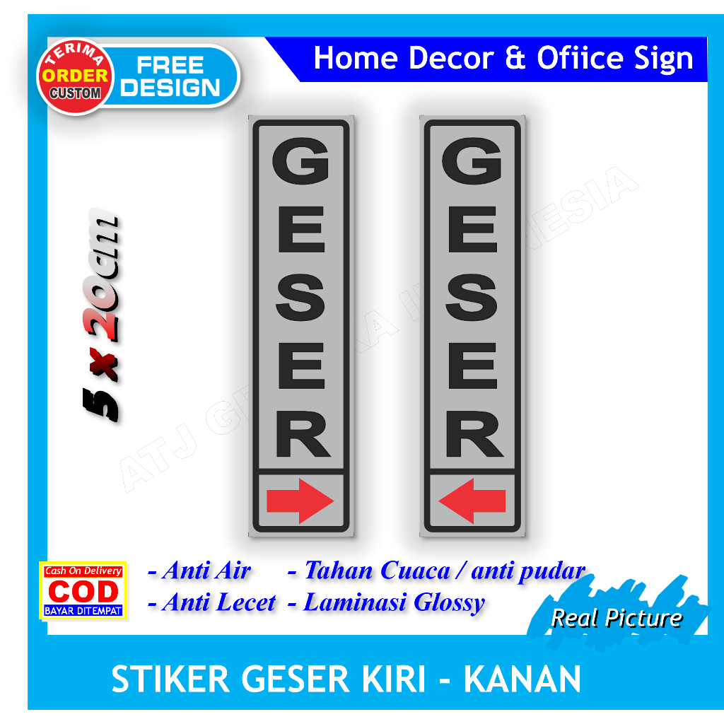 Jual Label stiker geser kiri kanan cara buka tutup pintu sticker pintu ...