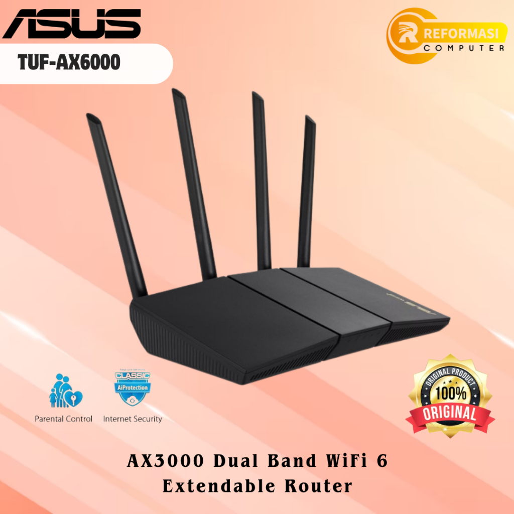 Jual ASUS ROUTER ASUS RT-AX57 AX3000 Dual Band WiFi 6 Extendable Router ...