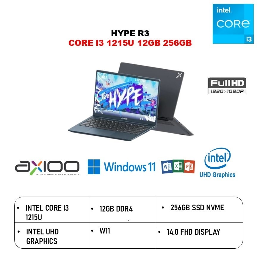 Jual Laptop Axioo Hype R3 Core i3 1215U 12GB SSD 256GB Win11 FHD ...