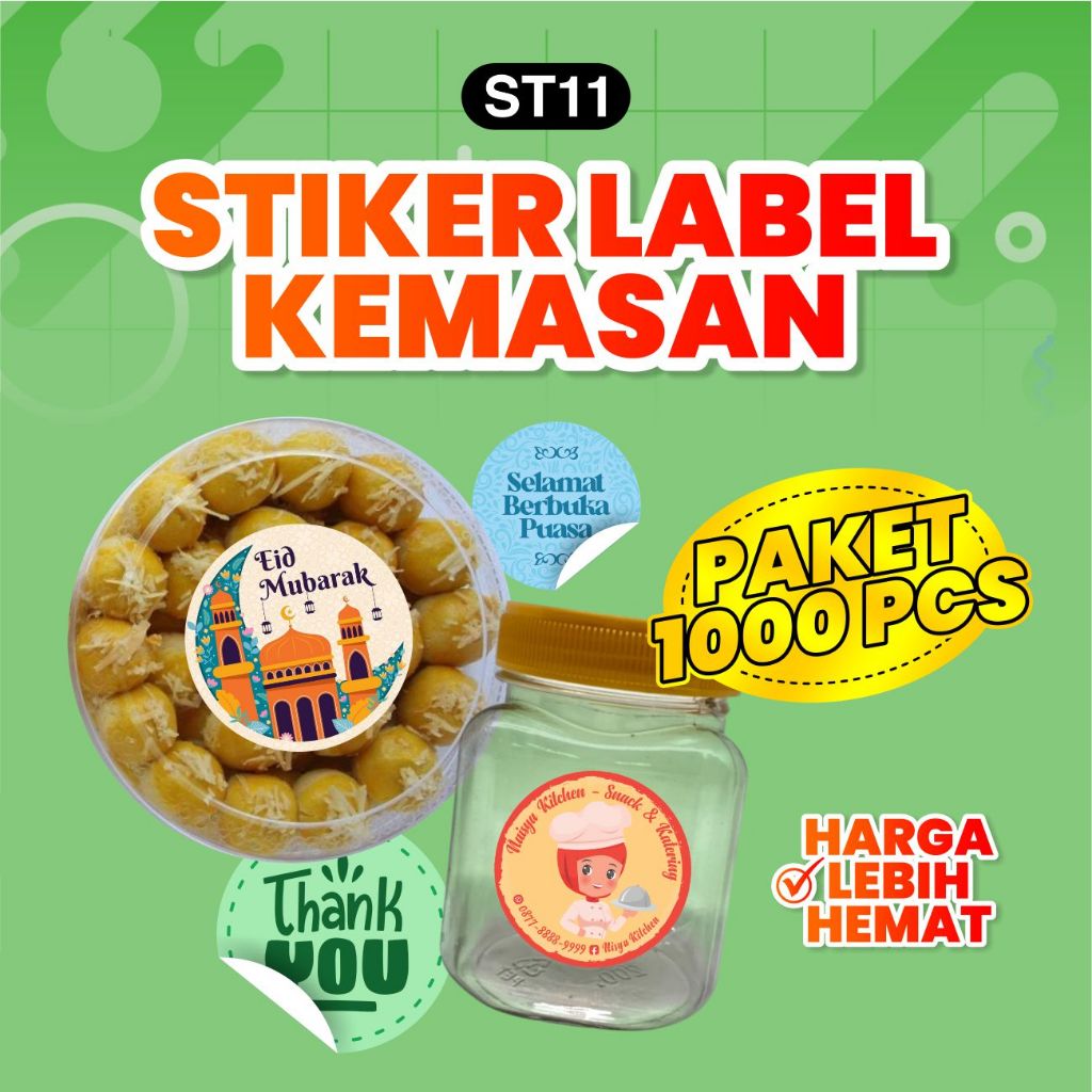 Jual (PAKET 1000 PCS) CETAK STIKER LABEL KEMASAN MAKANAN MINUMAN JUALAN ...