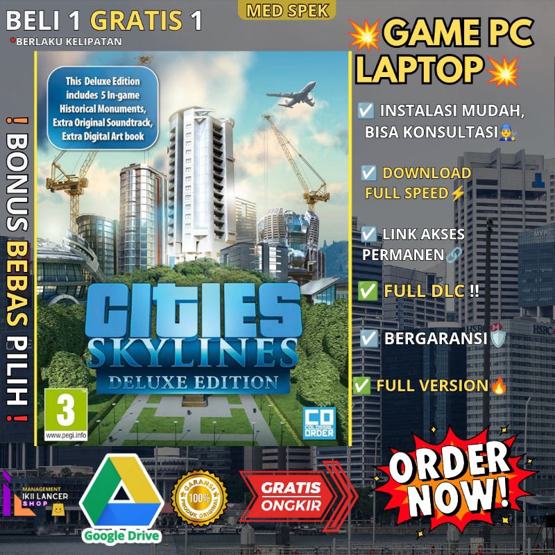 Jual Cities Skylines Deluxe Edition 2015 - PC LAPTOP GAMES - CARA INSTALL MUDAH! | Shopee Indonesia
