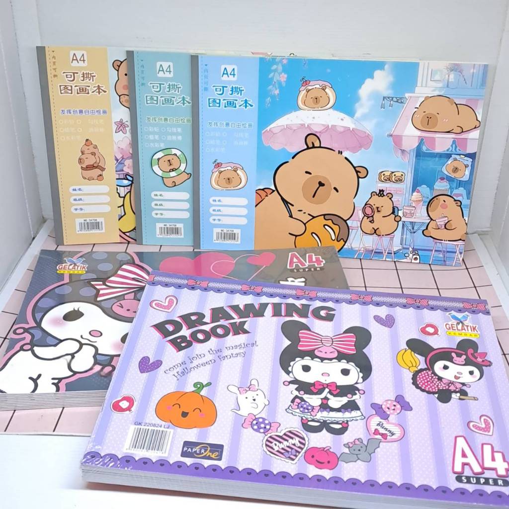 Jual Buku Gambar Sketchbook Drawing Book A4+ Stiker Capybara Kuromi ...