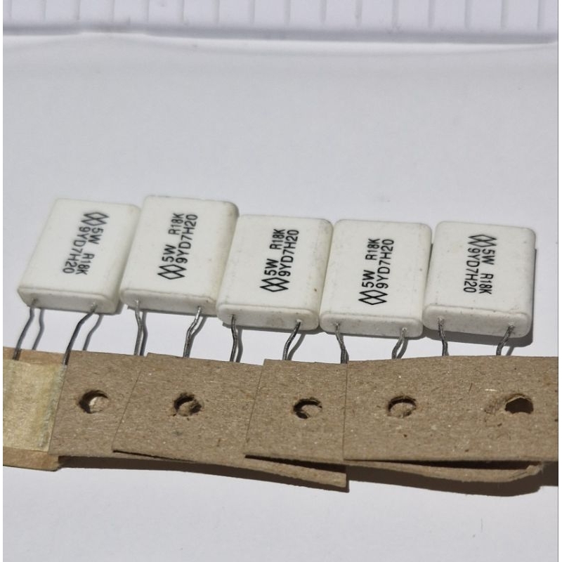 Jual RESISTOR KAPUR 5W RESTAN 5 W 5WATT MODEL BERDIRI GEPENG R18K 18 OHM BISA DI PAKAI SAMPAI 0. ...
