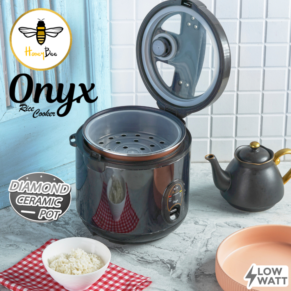 Jual Honeybee New Rice Cooker 1,2 Liter Transparan Onyx Black Low Watt ...