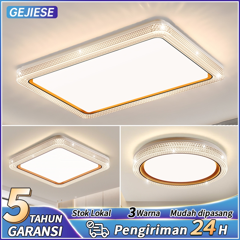 Jual 【COD】Lampu Plafon Kristal Persegi Bulat Kamar Tidur 3 Warna 36/48 ...