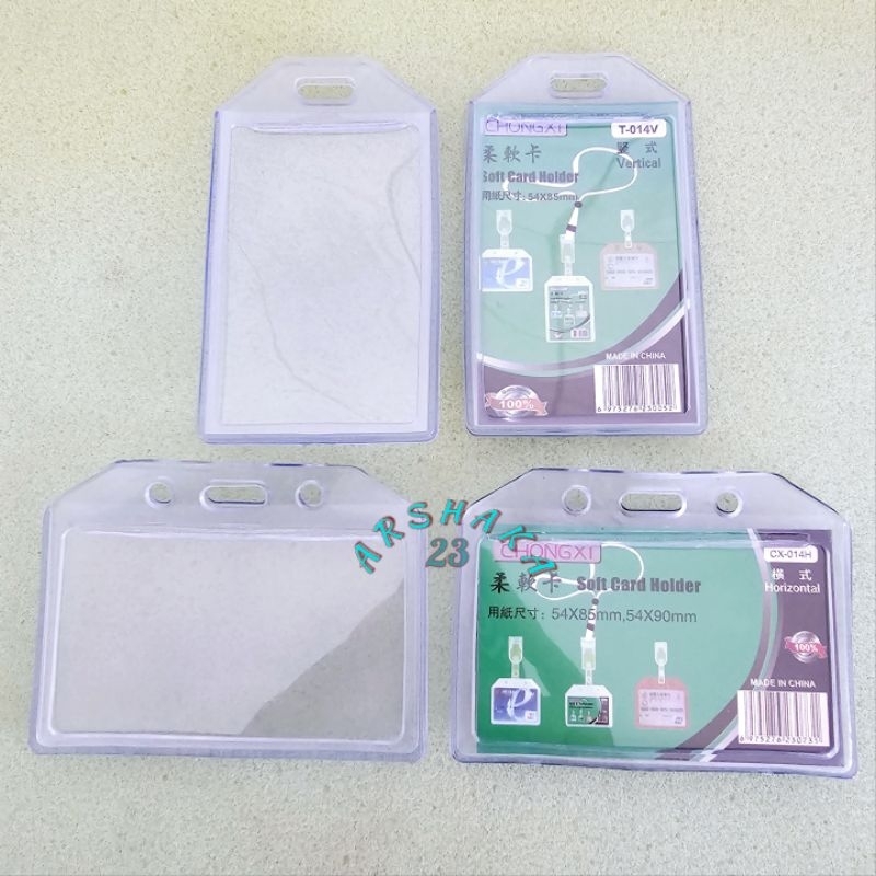 Jual Tempat Kartu Id Card Transparan 2 Sisi Bahan PVC Lentur | Shopee ...