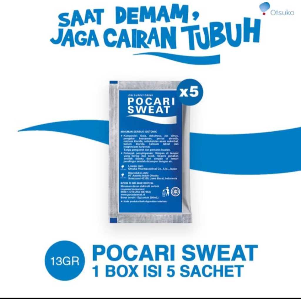 Jual Pocari Sweat Sachet 13gram 1 box (5 Sachet) minuman isotonik ...