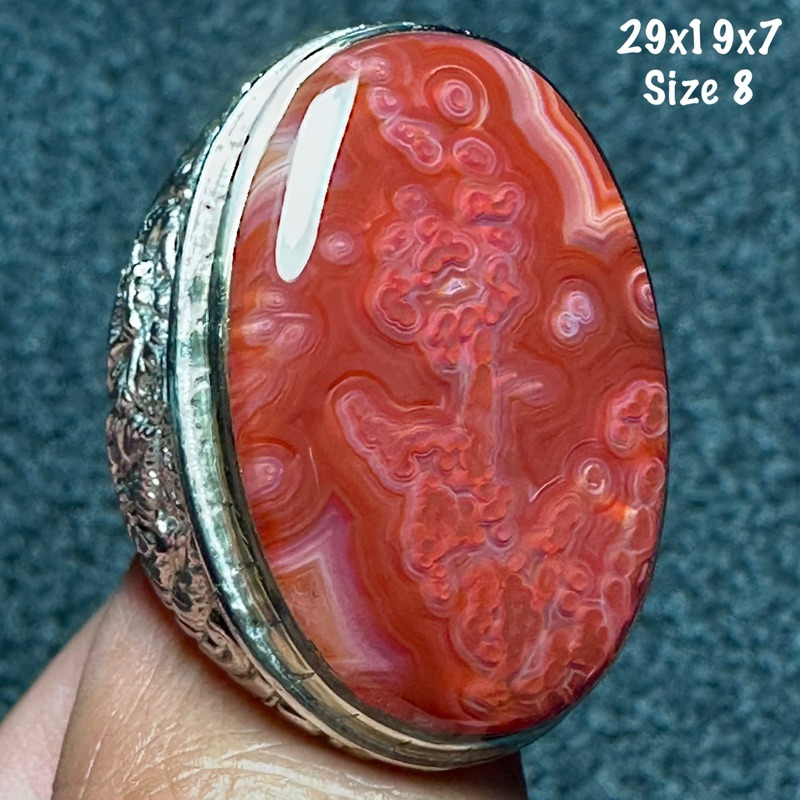Jual Cincin Batu Akik Natural Baturaja Sarang Semut Merah 3D Aquarium ...