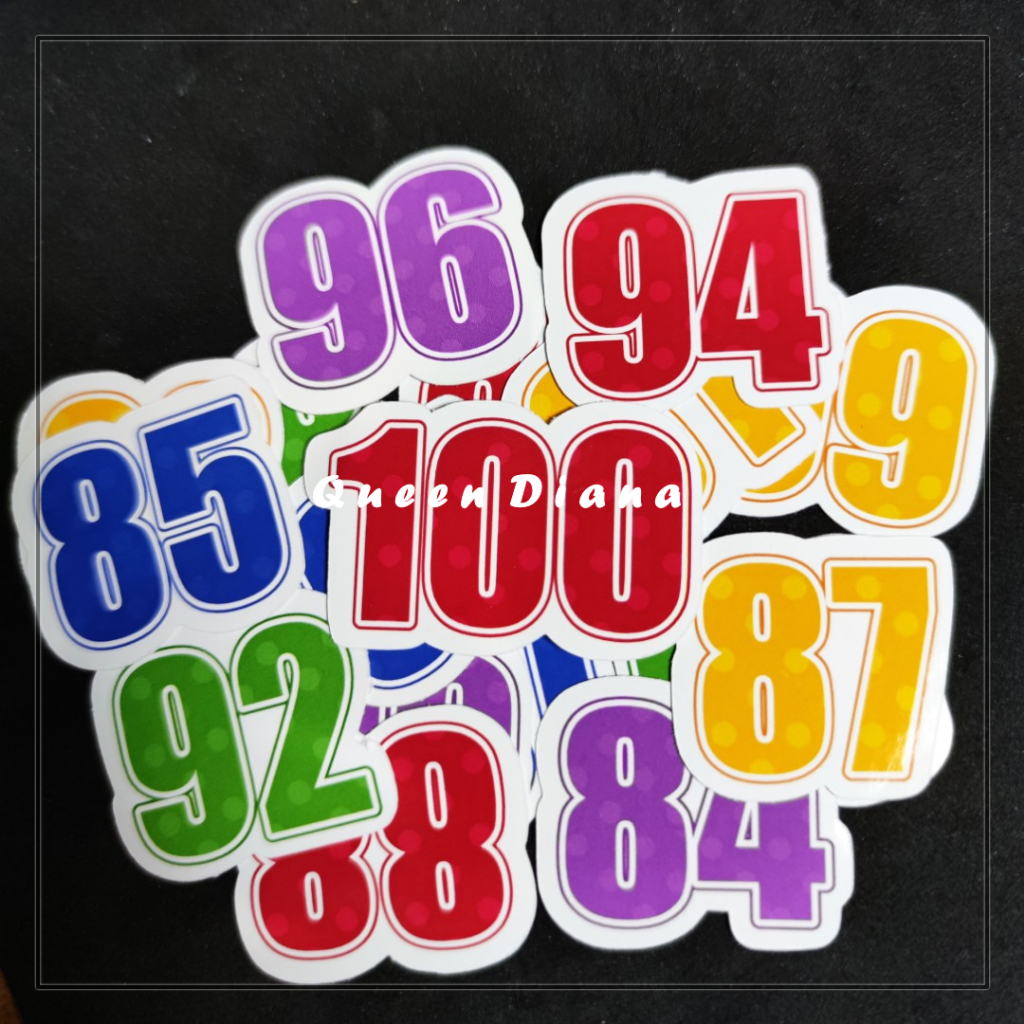 Jual isi 20 pcs stiker angka 1-1000 sticker glossy gambar angka stiker ...