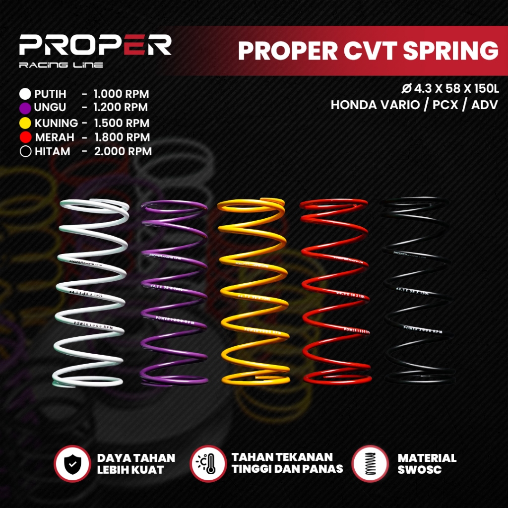 Jual PROPER RACING LINE PER CVT VARIO ADV PCX 1000 RPM 1200 RPM 1500 ...