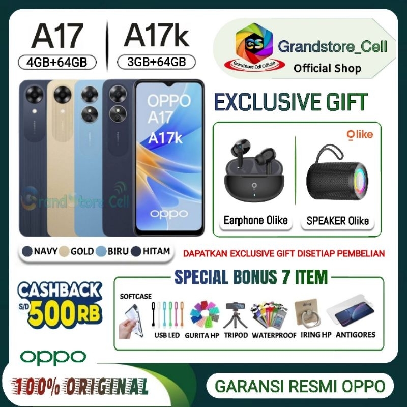 Jual OPPO A17 RAM 4/64GB | OPPO A17k RAM 3/64GB | OPPO A 17k - A17 k ...