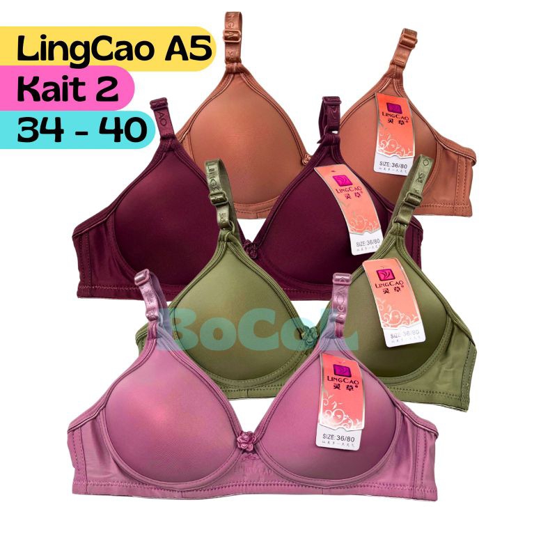 Jual BH LINGCAO A5 CUP KECIL / BRA LING CAO CUP A KAIT 2 TANPA KAWAT/ ORIGINAL BRA LINGCAO A5 ...