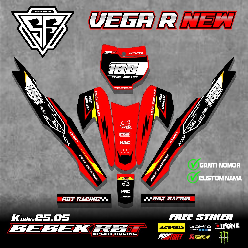 Jual Sticker Variasi RBT/GTX VEGA R NEW Stiker Decal Striping Bebek ...