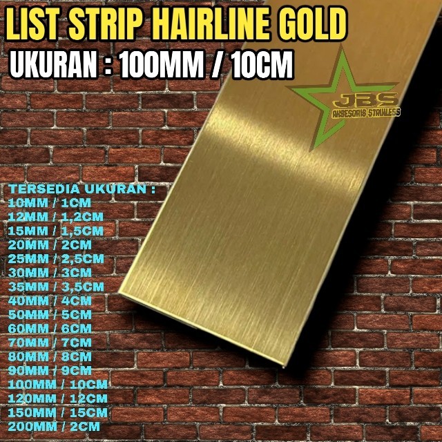 Jual LIST PLAT STRIP HAIRLINE GOLD STAINLESS STEEL 201 100mmX305CMxT 0 ...