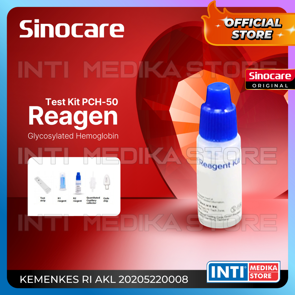 Jual SINOCARE - HbA1c Hemoglobin Test Kit PCH-50 Isi 30 Pcs | Refill ...