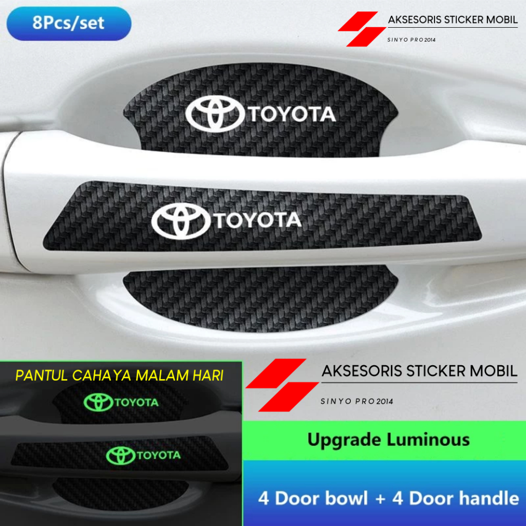 Jual Bercahaya Malam Hari Stiker Outer Anti gores Handle Mobil Toyota ...