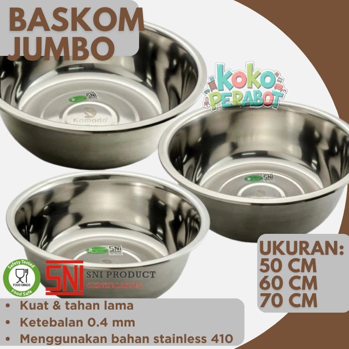Jual Baskom Jumbo Stainless Anti karat 50, 60 & 70 Cm Komodo Baskom Stainless | Shopee Indonesia
