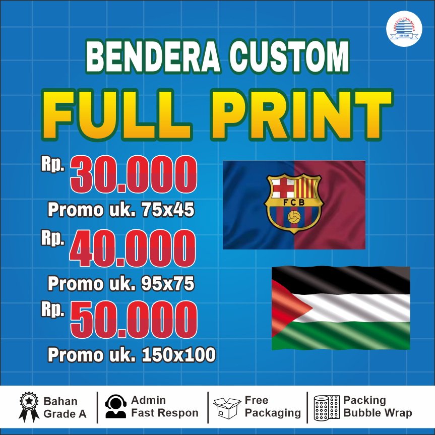 Jual CETAK BENDERA CUSTOM FULL PRINT (FREE DESIGN & TERMURAH) | Shopee ...