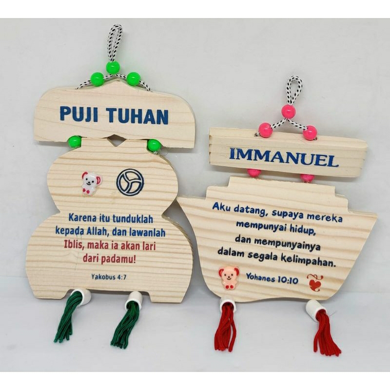 Jual gantungan kayu rohani kecil tulisan Yesus juru selamat dan ...