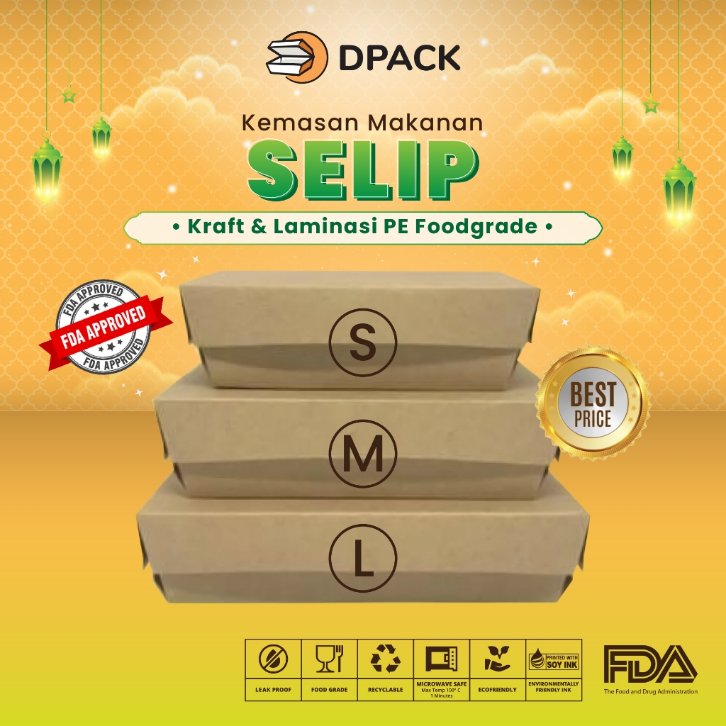 Jual PAPER LUNCH BOX BAHAN KRAFT / KRAFT FULL LAMINASI SIZE S, M & L | Shopee Indonesia