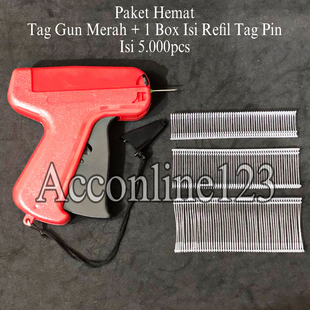 Jual Paket Hemat Tag Gun Merah + 1 BOX Isi Refil Tag Pin (Refil Label ...