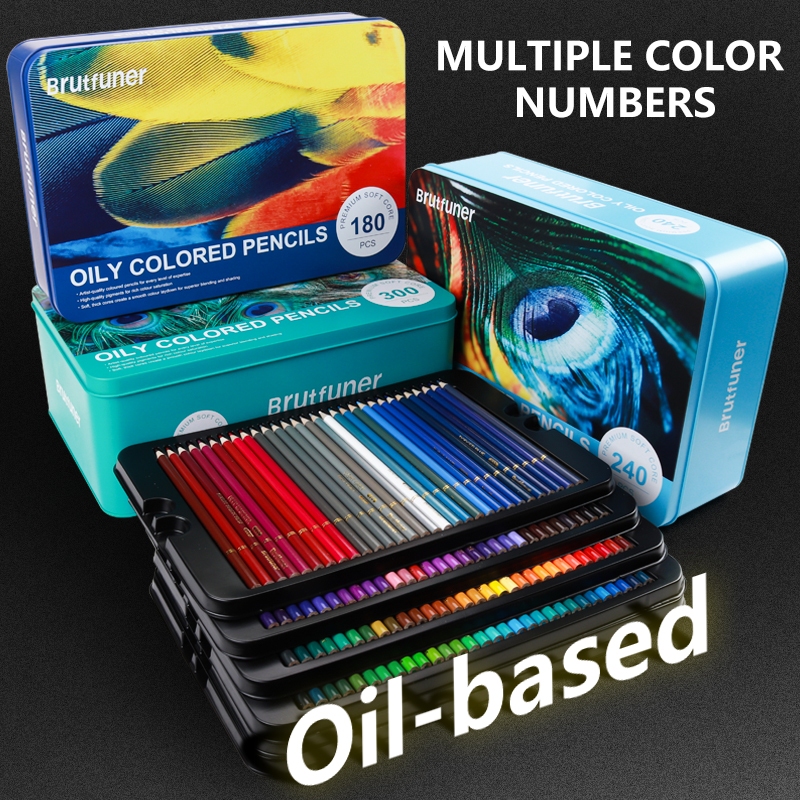Jual Brutfuner 180 240 300 Oily Colors Premium Soft Core Pencil Iron Tin Box Set | Shopee Indonesia